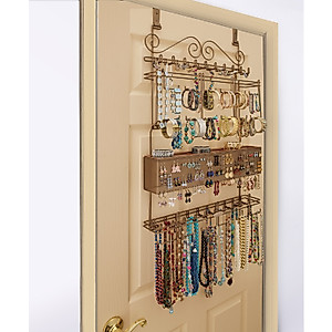 Longstem Organizers Over the Door, Wall Jewelry Organizer #7100 in Bronze, Holds Over 300 Pieces