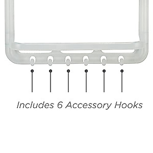Bath Bliss Molded Shower Caddy | Bathroom Storage | Hangs Over Shower Head | 6 Accessory Hooks | Holds Razors | Washcloths | Accessories | Suction Cup Stability | White
