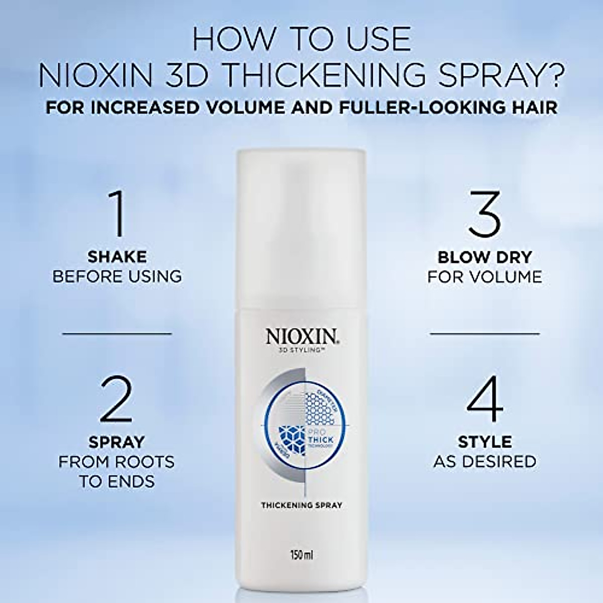 Nioxin Thickening Spray, Volume and Texture for Thinning Hair, Peppermint Oil, 5.1 oz (Packaging May Vary)