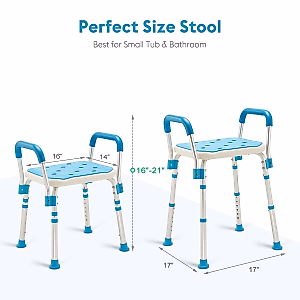 Health Line Massage Products Shower Chair Bath Seat for Seniors, Shower Stool with Removable Arms for Handicap, Disabled & Elderly - Adjustable Shower Bench for Tubs (FSA or HSA Eligible)