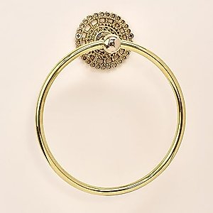 IndianShelf Floral Wall Mounted Towel Hanger - Brass Towel Ring - Bronze Modern Hand Towel Holder for Bathroom - Towel Holder for Bathroom - Bathroom Hardware Kit - Bathroom Hardware Accessories