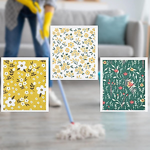 6 Pcs Swedish Kitchen Dish Towels Kitchen Dish Cloth Absorbent Quick Drying Kitchen Cloths Reusable Dishcloth Small Cleaning Cloth Rag for Kitchen Counter (Flowers Leaves Patterns)