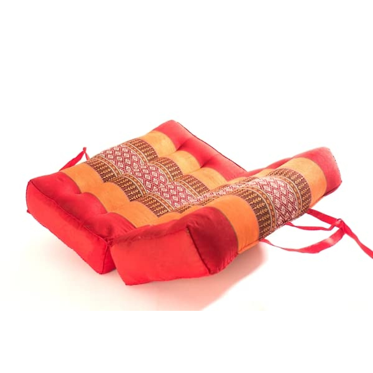 Zafuko Foldable Cushion - Cherry/Peach - organic Kapok filling, use folded and unfolded for meditation, soft yoga prop, portable cushion