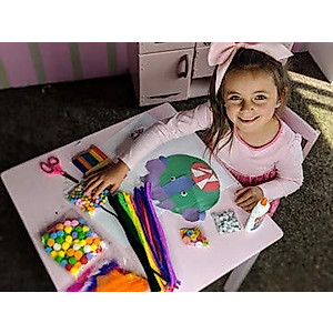 Crafts Supplies Mega Pack - Includes Feathers. Craft Buttons, Pom Poms, Colored Popsicle Sticks, Googly Eyes, and Chenille Stems