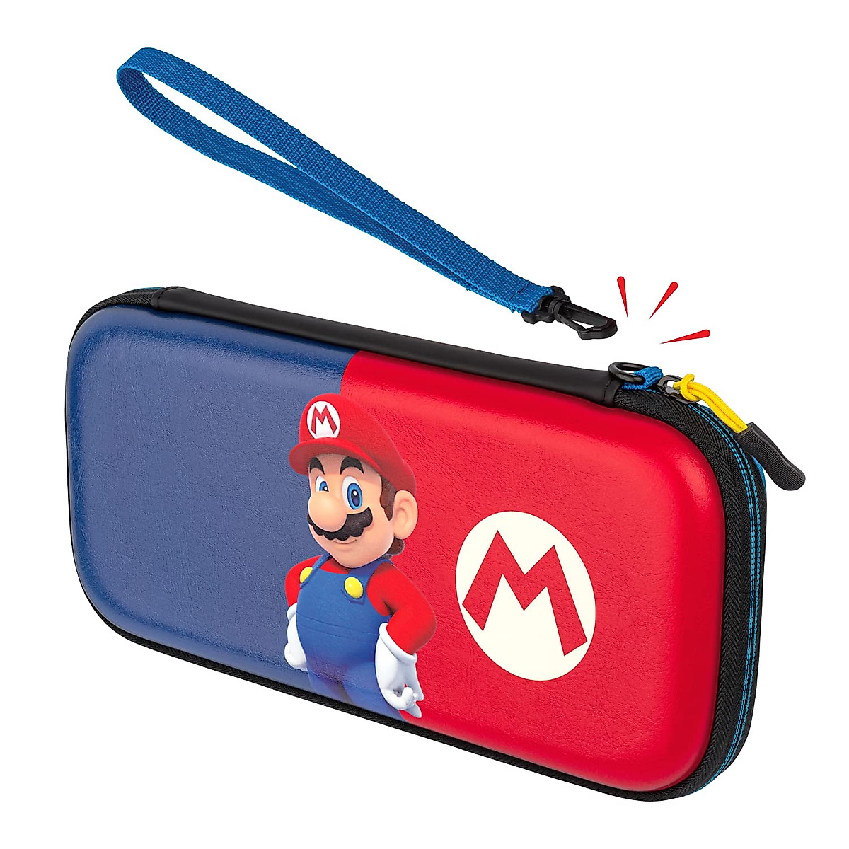 PDP Gaming Officially Licensed Nintendo Switch Slim Deluxe Travel Case - Switch OLED Protective Carrying Case and 14 game holder - Hardshell Protection - Protective Vegan Leather - (Mario Blue / Red)