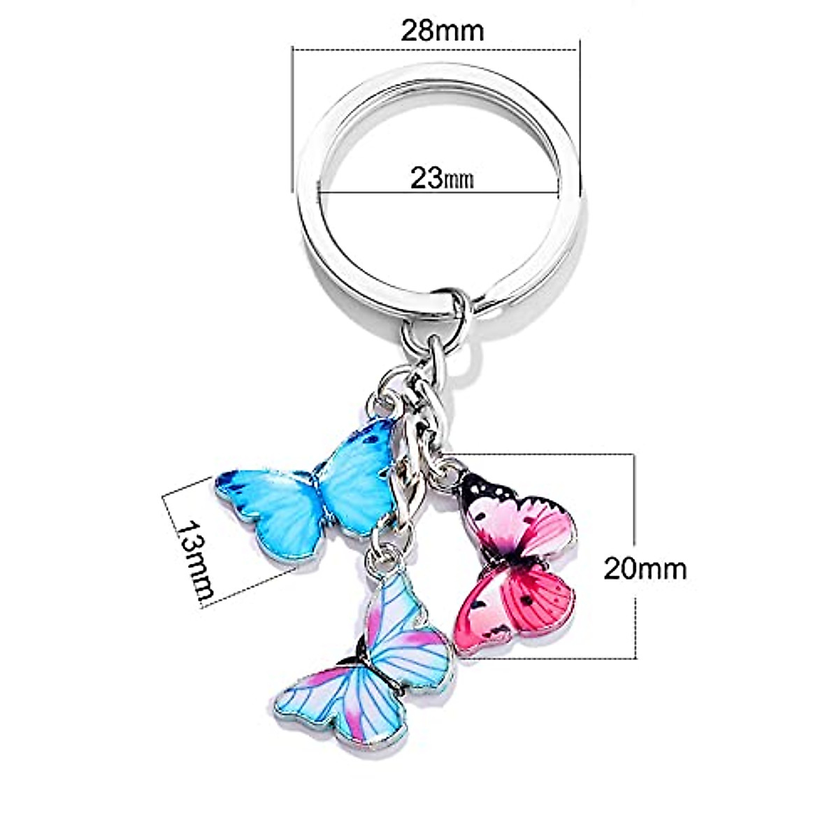 Underleaf Colorful Butterfly Keychain Butterfly Pendants Keyring Jewelry for Women Girls Bag Wallet Car Charms
