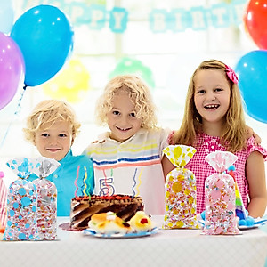 NEPOG 120Pcs Polka Dot Cellophane Bags, Cellophane Treat Bags, Goodie Candy Favor Bags with Twist Ties for Wedding Kids School Lunches Baby Shower Birthday Party Supplies