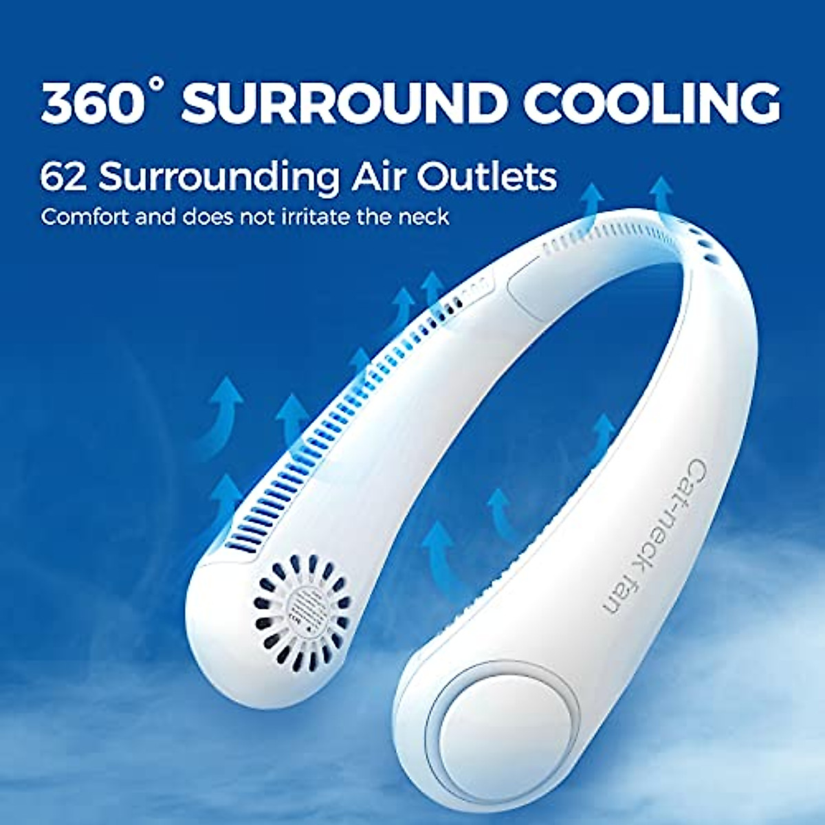 Neck Fan Rechargeable Hands Free Mini Fan Portable Bladeless 360°Surround Cooling Fan with 3 Level Air Flow for Sports, Office