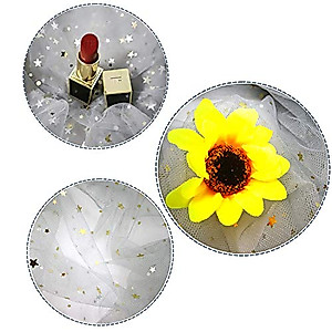 Honbay 5.5x1.7Yards Glitter Star Moon Sequin Tulle Net Yarn for Background Decoration or DIY Crafts Making (White) (Grey)