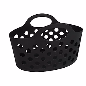 Greenbrier Basket with Handles 3 count Plastic Oval Carry Totes - Black, 842364