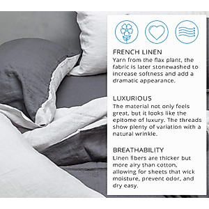 Wooflinen 100% Stone Washed French Linen 6 Piece Bed Duvet Set + Sheet Set - Luxurious Sheets (Full)