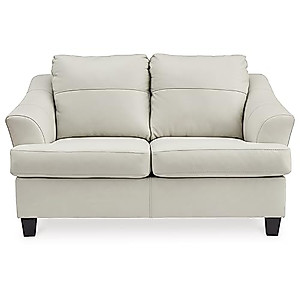 Signature Design by Ashley Genoa Modern Leather Match Loveseat, White