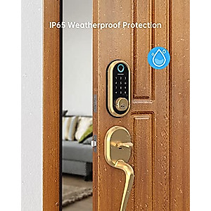Smart Lock, Fingerprint Smart Deadbolt Lock, 5-in-1 Keyless Entry Door Lock with Bluetooth and Keypad, Door Lock Featuring Auto-Lock, Compatible with Alexa, Google Assistant for Home Hotel Apartment