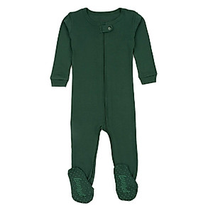 Leveret Kids Boys Girls Footed Cotton Pajama Solid Uniform Green Size 0-3 Months