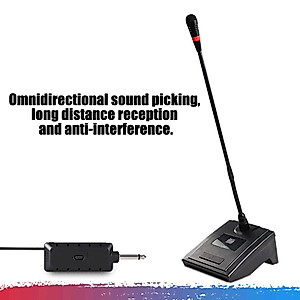 SYH&AQYE Gooseneck Wireless Microphone, 6.35 to 3.5mm Adapter Desktop Microphone, Table Mounted Condenser Mic for Conference, Studio Audio Recording