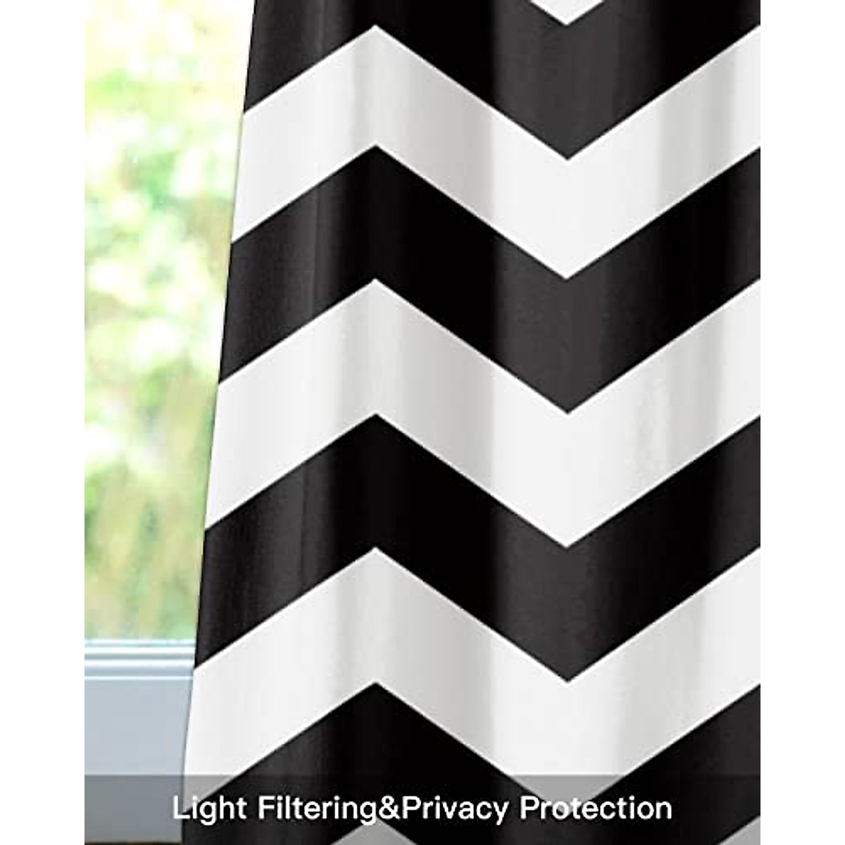 Artwork Store Valances Windows Curtain Simple Chevron Zig Zag Black and White Ripple Kitchen Valances Rod Pocket Window Treatment Short Curtains Valance for Window 1 Panel,42 by 12 inches