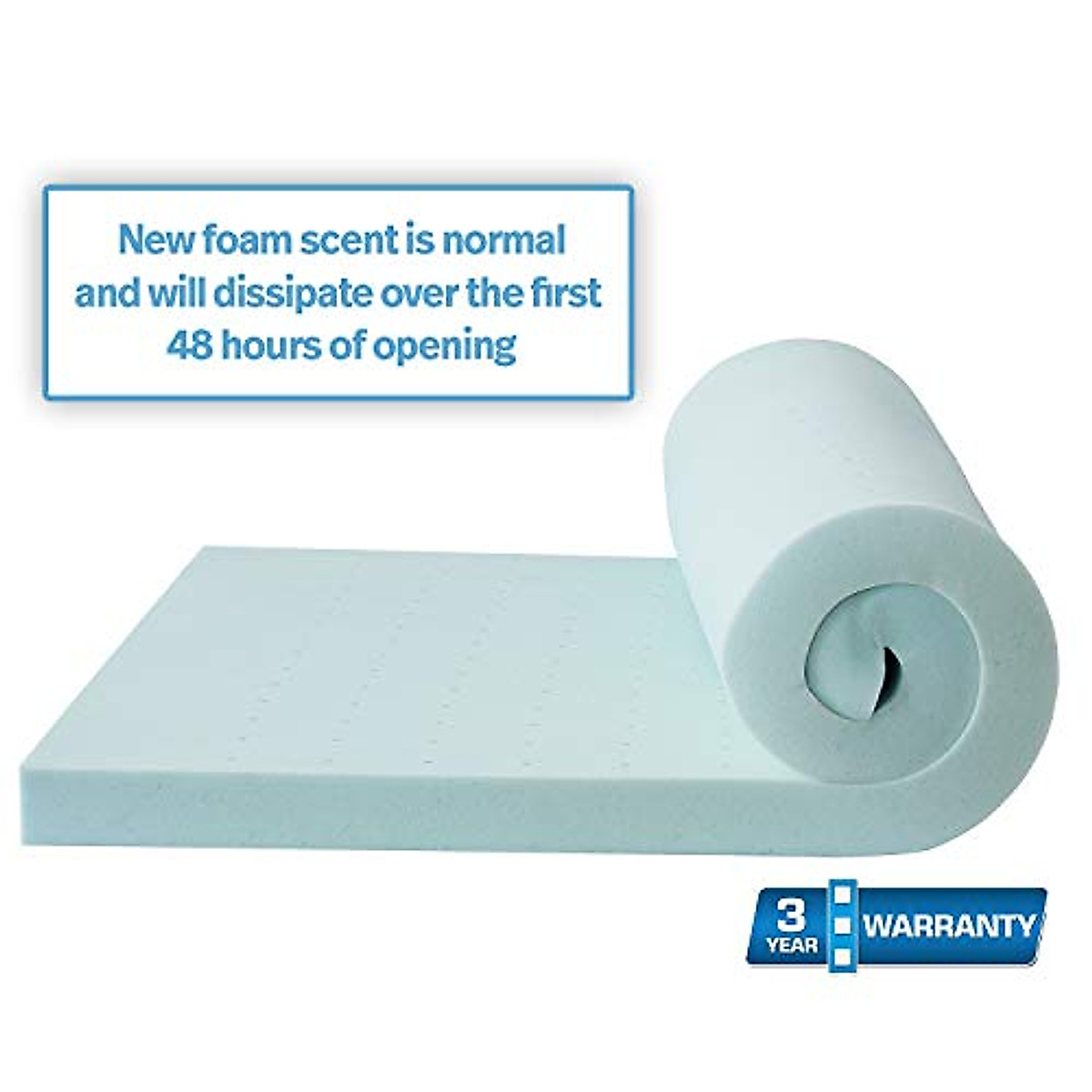 Nestl Bedding Mattress Topper, 2 Inch Memory Foam Topper, Gel Infused Memory Foam Mattress Topper, Ventilated Design Mattress Pad, Queen, Blue