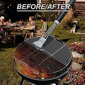 AJIJING Grill Brush and Scraper,2 Pack BBQ Grill Cleaning Brush 18" Stainless Steel Wire Bristle BBQ Grill Cleaner Brush Scraper Accessories for Gas Grill Weber Charcoal Porcelain Ceramic Iron Grill