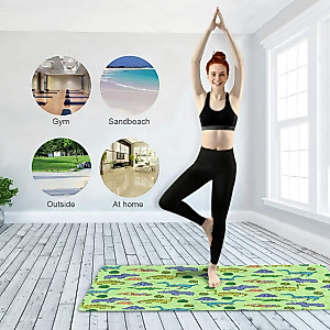 Qilmy Cute Dinosaurs Yoga Mat & Exercise Mat for Kid and Tween/Adult - Family Exercise Game - Easy to Clean (71”x26”X 1mm)