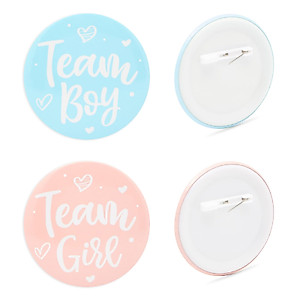 Sparkle and Bash Baby Gender Reveal Party Favors, Team Boy and Girl Button Pins, Bead Necklaces (48 Pieces)
