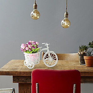 TRIEtree Bicycle Artificial Flower Decor Plant Stand Nostalgic Bicycle Planter Garden Decor for Home Wedding Decoration(Purple)