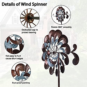 84 Inch Garden Metal Wind Spinner Gifts for Women Mom-Pinwheels Kinetic Art Windmill for Yard Lawn Patio& Garden Decor Outside