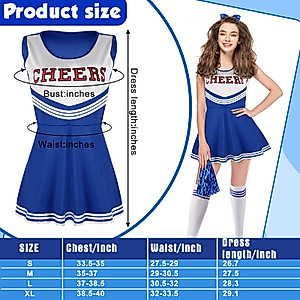 SATINIOR 4 Pcs Halloween Cheerleader Costumes for Women Girls Cheer Outfit Fancy Dress for Halloween Party (Blue, X Large)