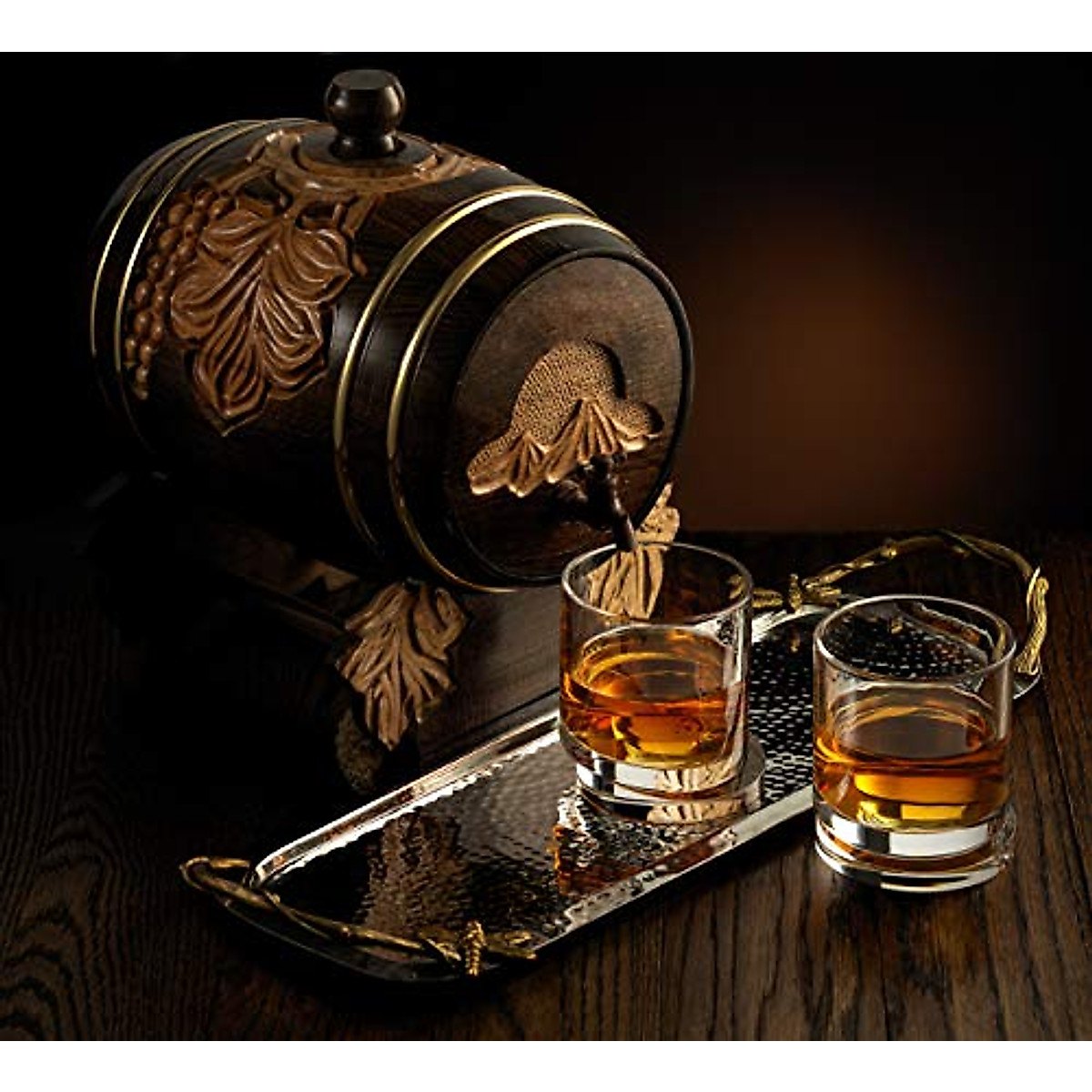 JoyJolt Aqua Vitae Whiskey Glass Set of 2. Round Whiskey Glasses with Off Set Base. Old Fashioned Rocks Glasses for Scotch and Bourbon. Unique Whiskey Tumbler Gifts for Men