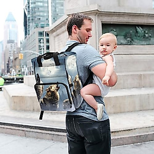 xigua Howling Wolves Diaper Bag Backpack Multi Function Baby Changing Bags Waterproof Large Capacity Travel Back Pack for Mom Dad