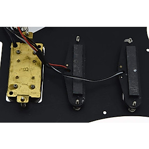 KAISH Prewired Loaded Strat HSS Pickguard for Squier or Import Stratocaster Black 3 Ply