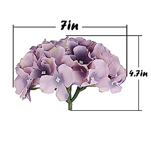 Flojery Silk Hydrangea Heads Artificial Flowers Heads with Stems for Home Wedding Decor,Pack of 10 (Dream Purple)