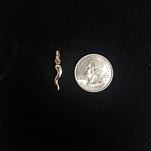 Ioka - 14K Yellow Gold Cornicello Italian Horn Charm Tiny Size Good Luck Pendant For Necklace or Chain