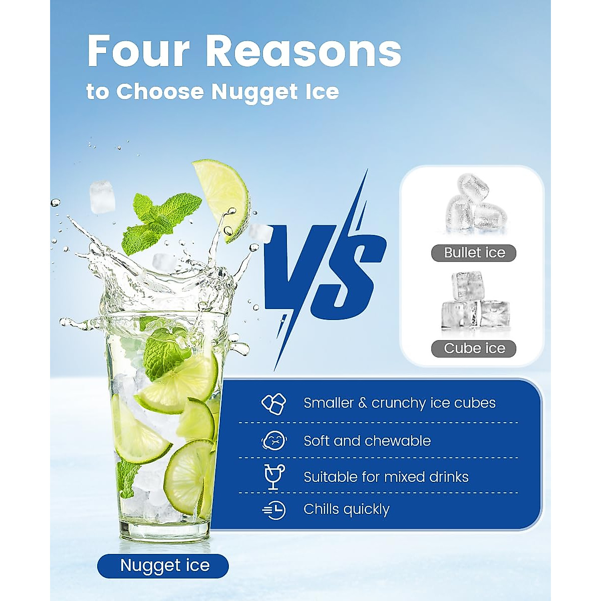 COWSAR Nugget Ice Maker Countertop, Chewable Nugget Ice Cubes Machine, Quick Ice Making 34Lbs/Day, Self-Cleaning, Portable Ice Machine for Home Kitchen Office Party