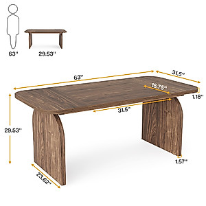 Tribesigns 63-inch Conference Room Table for 4-6 Person, Retro 5.2 ft Small Rectangle Meeting Room Table, Rustic Wood Seminar Table