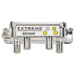 Extreme Broadband BDS103VF 3-Way Digital Splitter - Vertical Flex-Mount True Flex RG6 Coaxial Splitter