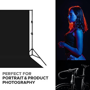 Julius Studio 10 x 12 ft. Black Backdrop Background Screen, Superior 150GSM Density Fabric Material, Premium A+ Grade Silk Texture for Professional Photo Video Studio, Family Event, Party, JSAG120