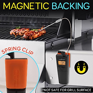 NutriChef Bluetooth Grill BBQ Meat Thermometer, 150 ft Wireless Digital Monitoring Timer & Alarm for Smoker, Oven