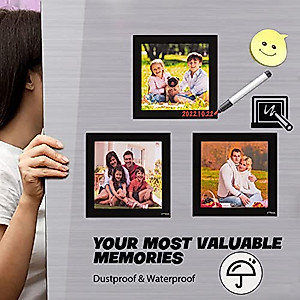 4X4" Magnetic Picture Frame with Black Border(10 Pack) ,Square Magnet Photo Pockets,Decorations for Fridge/Lockers with Clear Plastic Cover (Classic)