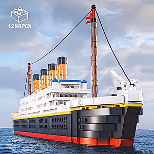 RSDHFLY Titanic Model Building Blocks Set,1288 Pieces Titanic Cruise Ship Model Building Set Toys,a DIY Bricks for Adults and Toys Gifts for Kids