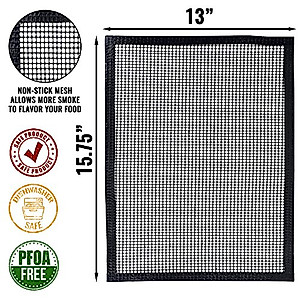 Grillaholics BBQ Mesh Grill Mat - Set of 2 Grill Mats Non Stick - Nonstick Grilling with More Delicious Smoky Flavor - Lifetime Manufacturer Warranty