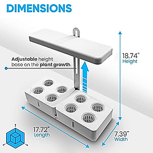 SereneLife Hydroponic Herb Garden 8 Pods, Indoor Growing System, Smart Indoor Plant System w/Height Adjustable LED Grow Light (White)