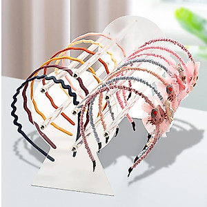 Yesland 2 Pack Acrylic Headband Holder - Clear Headband Organizer Display Stand for Girls - Hairband Rack Storage Holder for Hair Clasp, Bangles, Teen Girl, Women