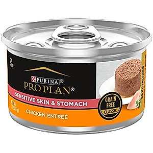 Purina Pro Plan Sensitive Skin and Sensitive Stomach Cat Food Wet Pate, Grain Free Chicken Entree - (24) 3 oz. Cans