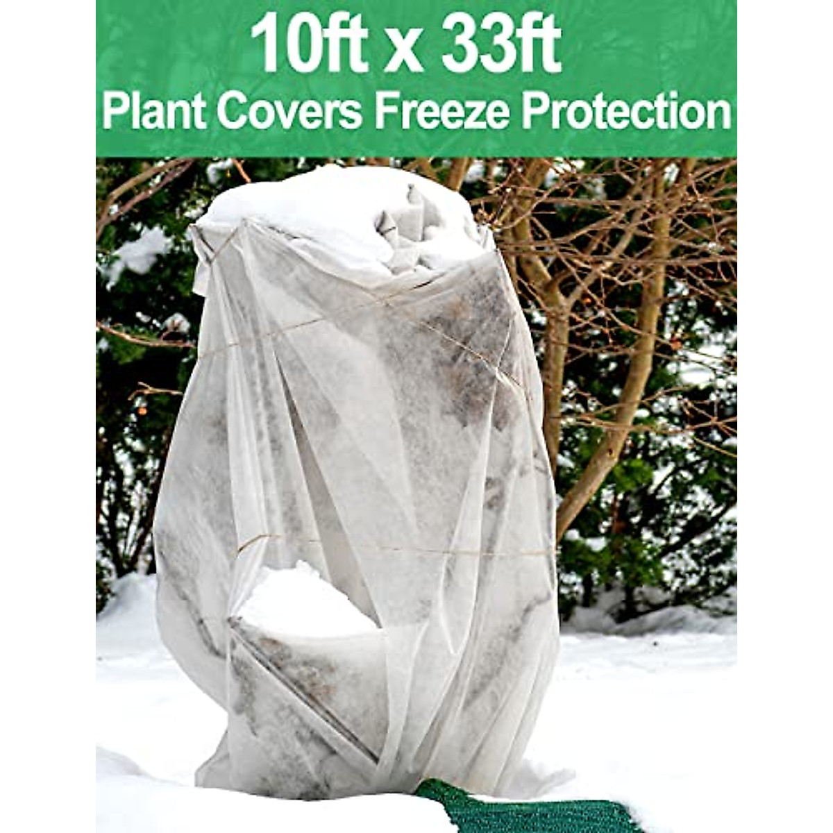 Plant Cover Freeze Protection 10FT x 33FT, Wohohoho 1.0oz/yd² Heavy Duty Plant Blanket, Frost Protection Down to -5°C/23°F, Anti-UV, Reusable Garden Floating Row Cover for Plants Vegetable Fruits