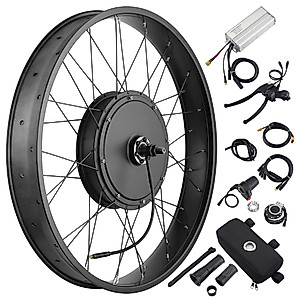 AW Electric Bike Conversion Kit 48V 1000W 26" Front Wheel E-Bike Conversion Kit for Fat Tire Bike Frame Ebike Wheel Kit Cycling Brushless Gearless Hub Motor Kit
