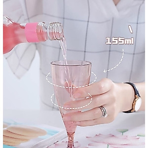 JTBS Portable Collapsible Wine Glass Set of 5, Detachable Transparent Goblet, Travel Wine Glasses with Storage Bottle Set Stemware for Travel, Picnic, Party and Camping (Blue)