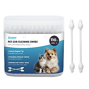 Avont Dog Ear Cleaning Cotton Swabs, Pet Qtips, Ear Care Double Sided Large Q-Tips for Dogs Cats -S