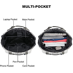 Orvilly Laptop Tote Backpack Purse for Women, Stylish College School Travel Casual Daypack Bookbag, Work Shopping Small Bag Light Weight For Men Girls Boys Student Fits 14 Inch Netbook-Black