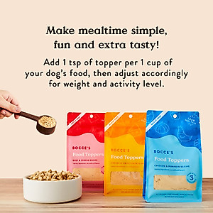 Bocce's Bakery Beef & Cheese Dog Food Toppers, All-Natural Wheat-Free Dog Food Topper, Made with Real Ingredients, Baked in USA, 8 oz