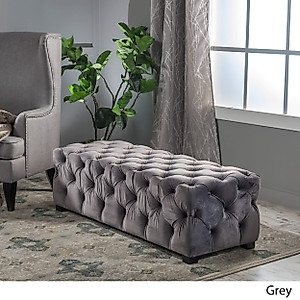 Christopher Knight Home Piper Velvet Ottoman, Grey